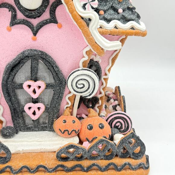 Candy Corn Lane | Holiday | Pink Halloween Gingerbread Haunted House ...